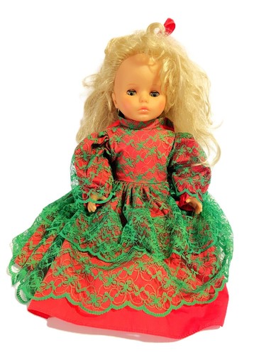 Lissi 18" Fashion Doll Red and Green Lace Dress Blonde Hair Signed | eBay