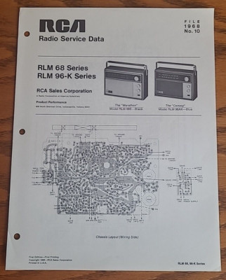 Vintage RCA Radio Service Data RLM 68 96-K Series 1968 No 10 Marathon ...