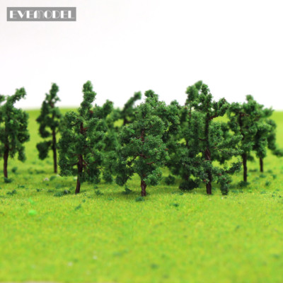 100pcs Model Trains Layout HO Scale 1:87 Model Trees Roadside Green ...