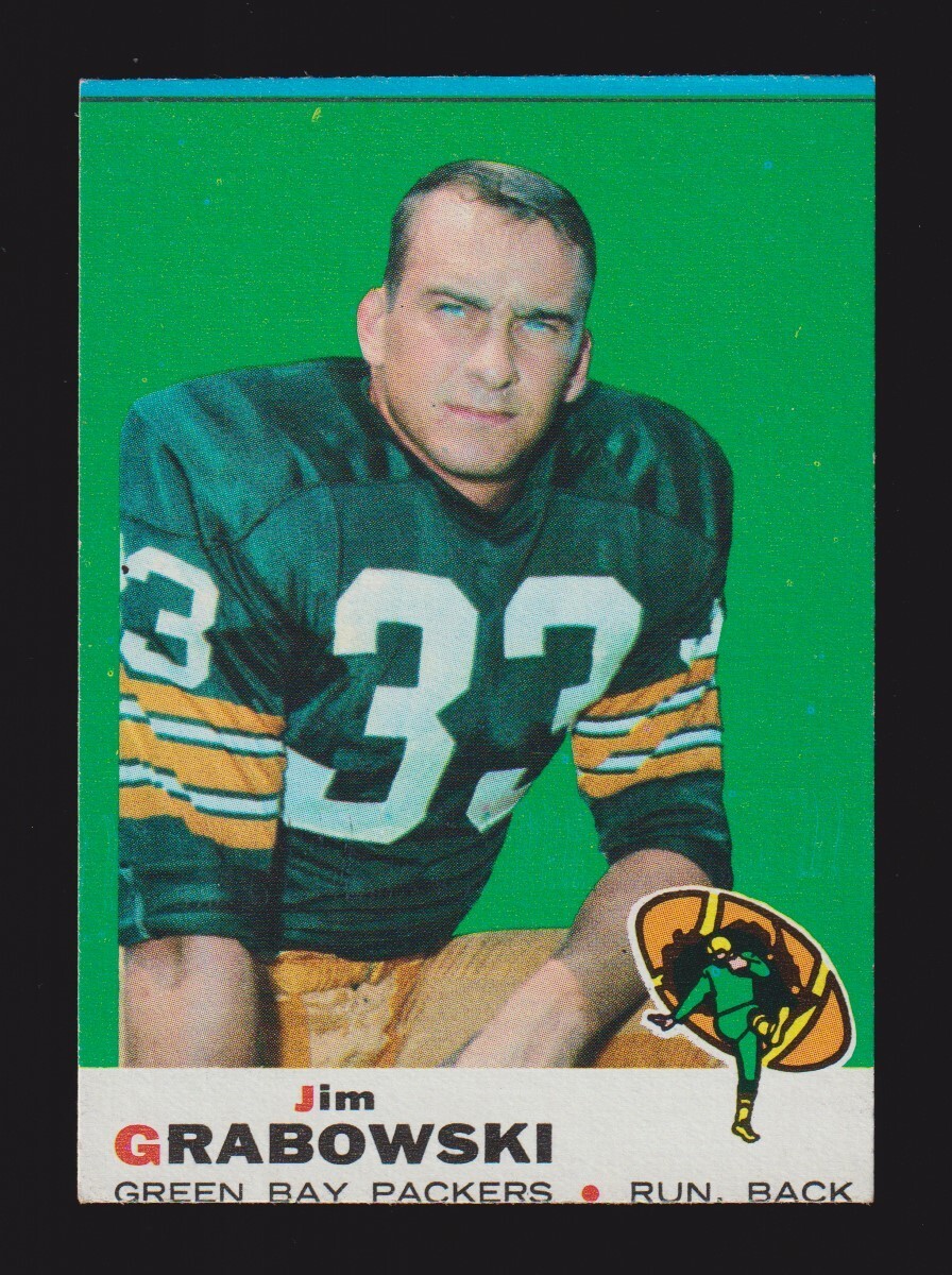1969 TOPPS FOOTBALL #124 Jim Grabowski Illinois GREEN BAY PACKERS EX ...