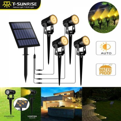 4er LED Solar Strahler Solar-Leuchte Solarspot Garten Leuchte Spot ...