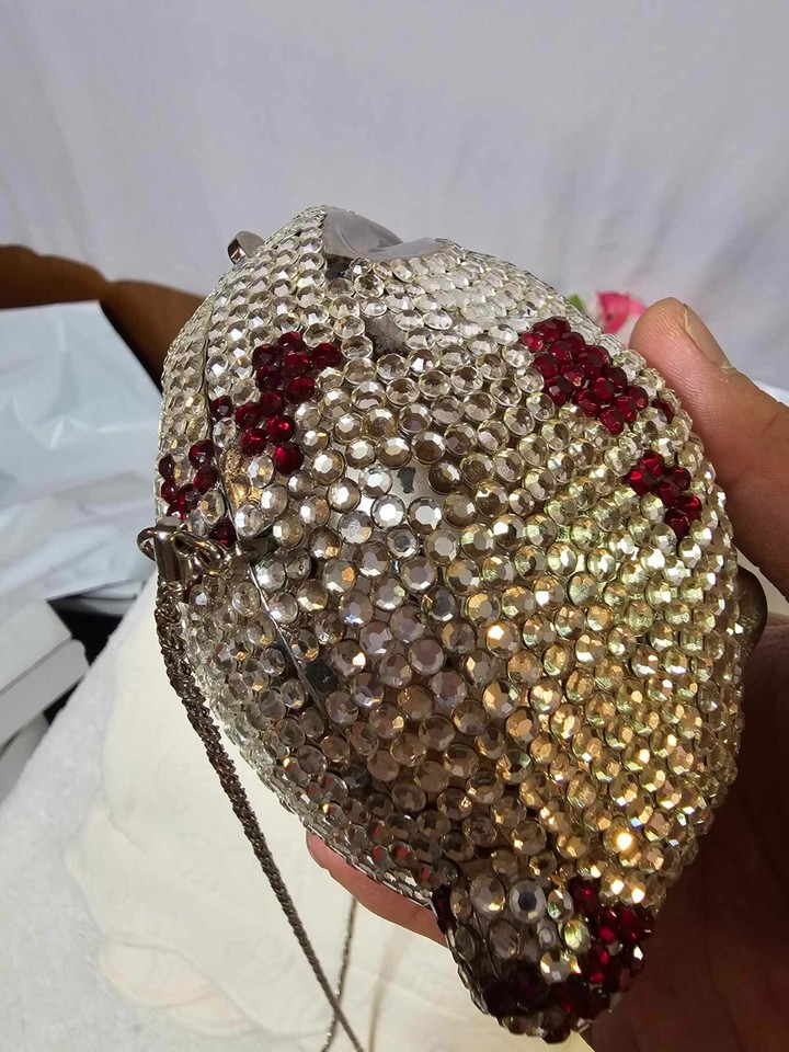 RARE Bunny rabbit w/ red & clear stone evening bag /clutch Made in ...