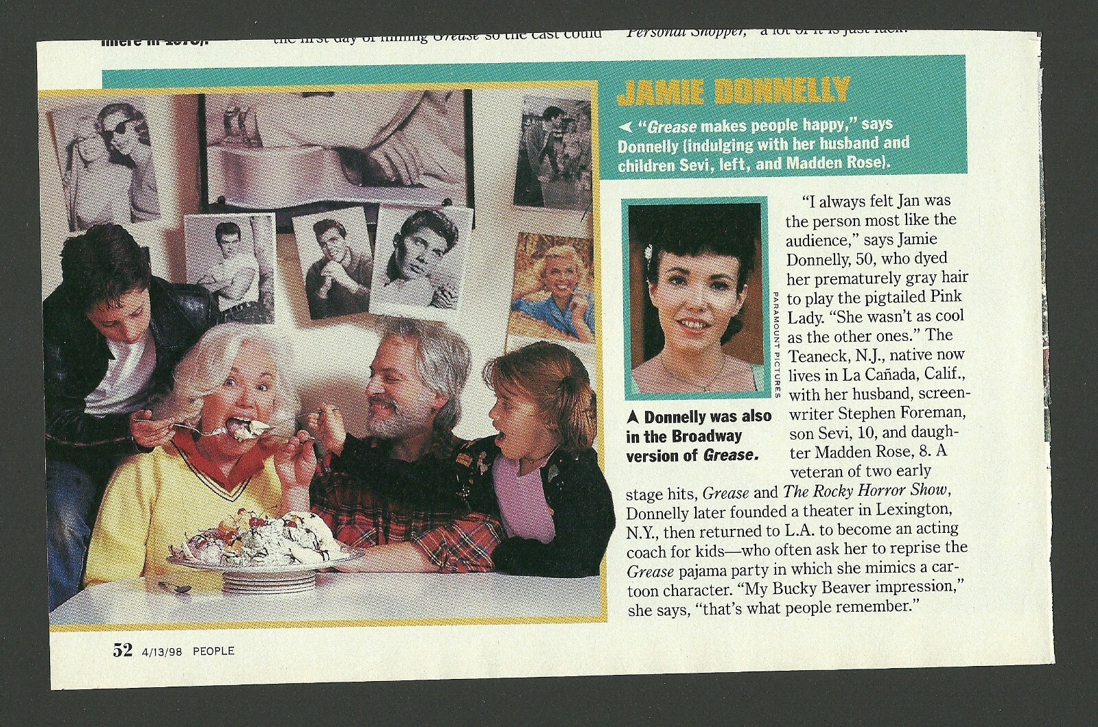 Jamie Donnelly Michael Tucci Grease Magazine clipping | eBay