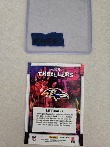 Zay Flowers 2024 Rookies & Stars Thrillers Red Plaid #T-ZFS Ravens ...