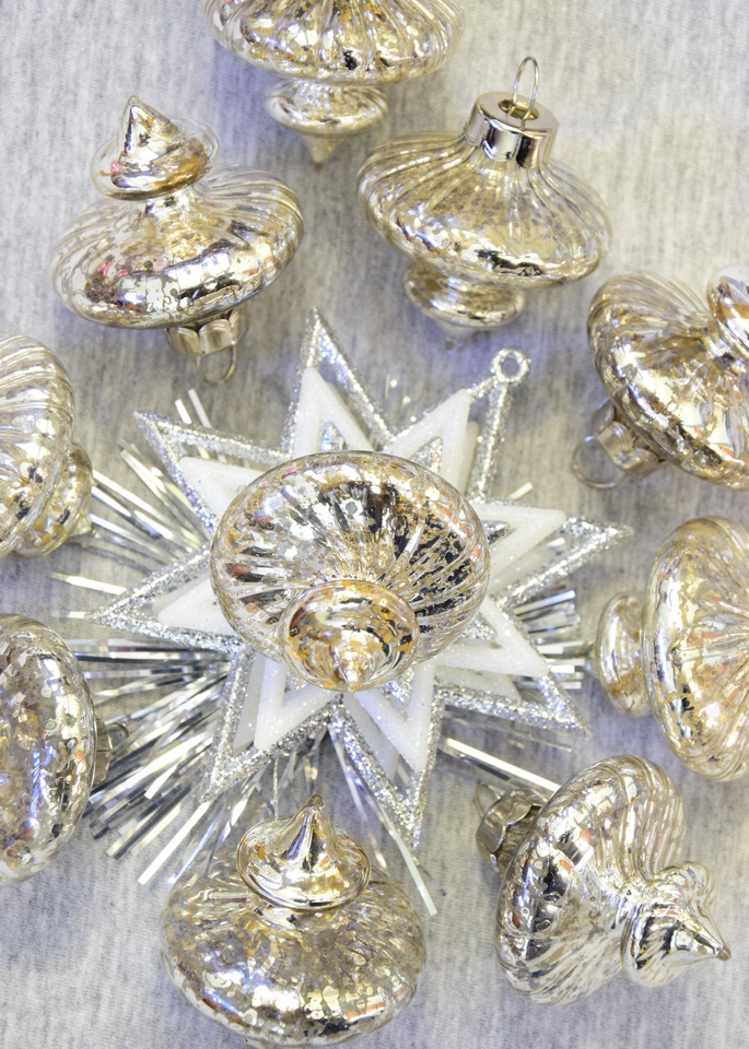 Silver Cracked Glass UFO/Spinning Top Christmas Ornaments | eBay