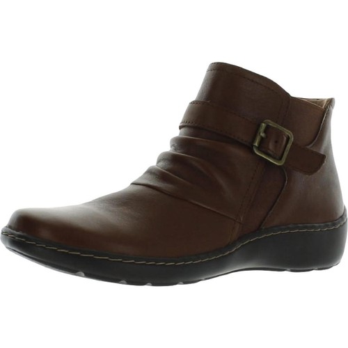 Clarks Womens Cora Rouched Brown Ankle Boots Shoes 9 Medium (B,M) BHFO ...