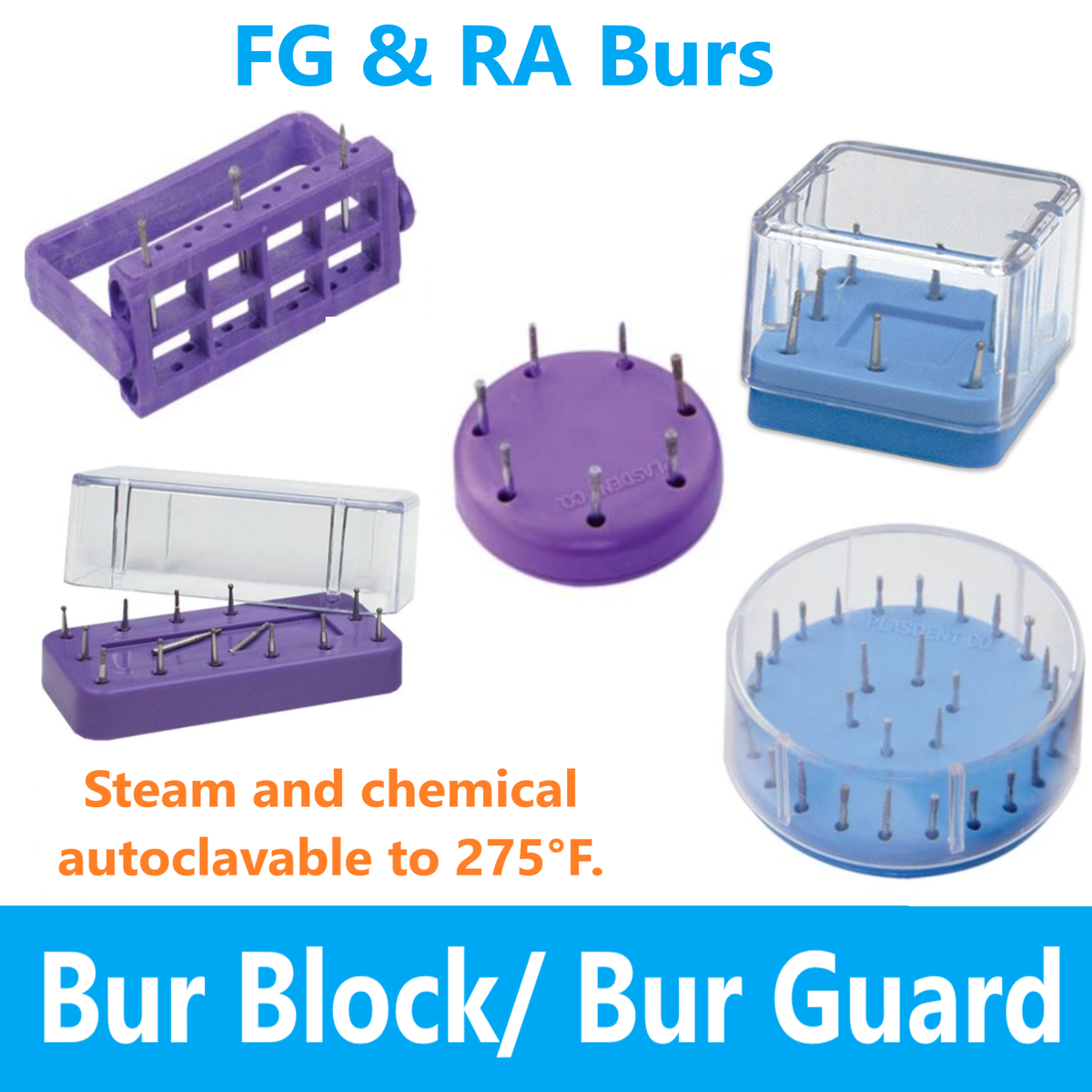 Dental Bur Block – Rectangular Lab Bur Guard Holder For FG & RA Shank ...