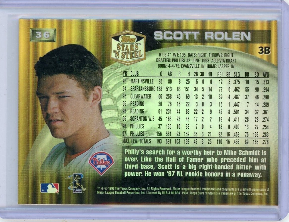 1999 Topps Stars N' Steel Gold Holographic #36 Scott Rolen | eBay