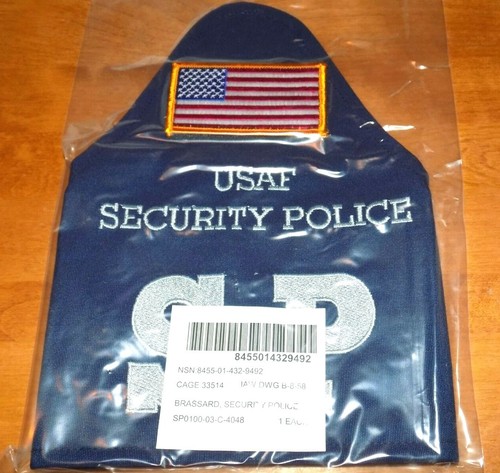 AIR FORCE USAF SECURITY POLICE SP BRASSARD Military Armband NEW SEALED ...