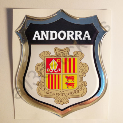 Sticker Andorra Emblem Coat of Arms Shield 3D Resin Domed Gel Vinyl ...