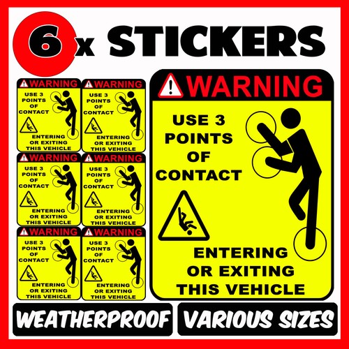 WARNING 3 POINTS OF CONTACT STICKER SETS - Truck Work safety Stickers ...