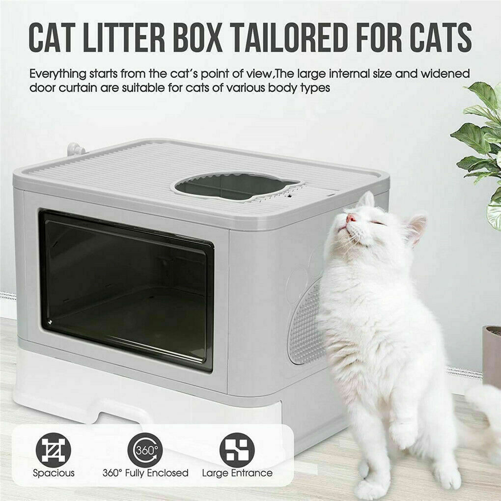 XXL Large Full Enclosed Cat Litter Box Pull Out Drawer Style with ...