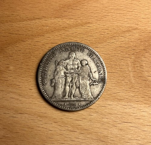 1873 K, FRENCH 5 FRANCS COIN. HERCULES. 900 SILVER. 25g. BORDEAUX MINT ...