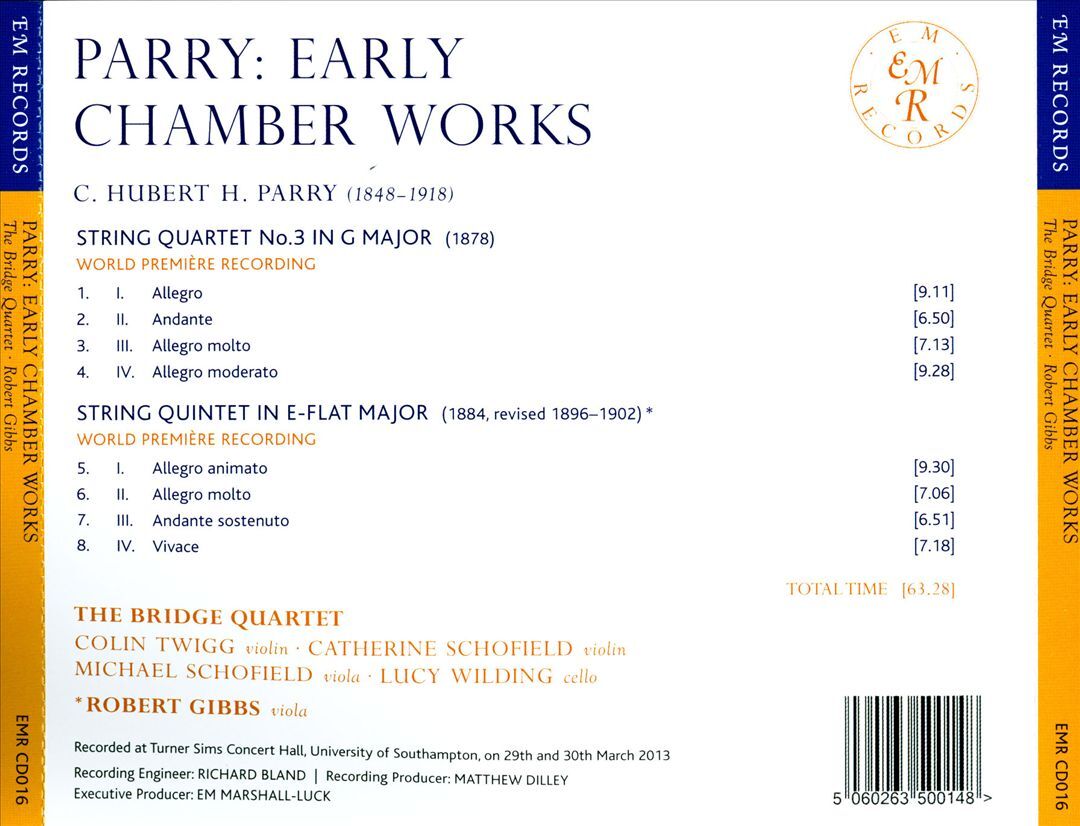 Early Chamber Works by Parry / Twigg / Bridge Quartet (CD, 2014) for ...