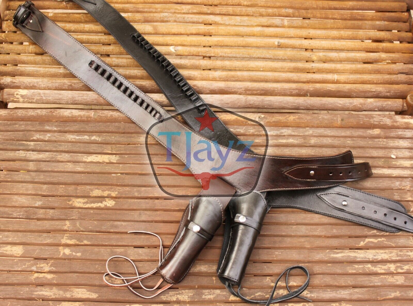 COWBOY 100% LEATHER WESTERN 22 CALIBER PLAIN HOLSTER GUN BELT DROP LOOP ...