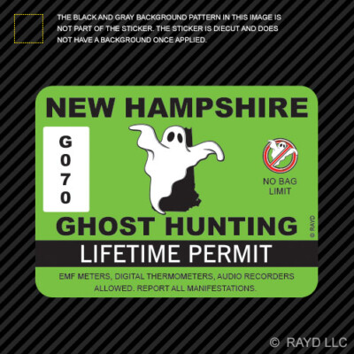 New Hampshire Ghost Hunting Permit Sticker Self Adhesive Decal ...