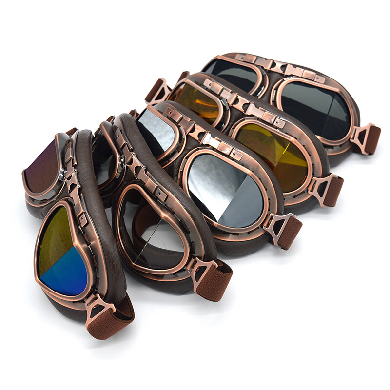 Vintage Copper Frame Steampunk Motorcycle Goggles Sunglasses Retro ...