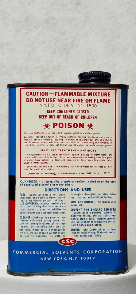 Vintage Quakersol Shellac Thinner Pint Can | eBay