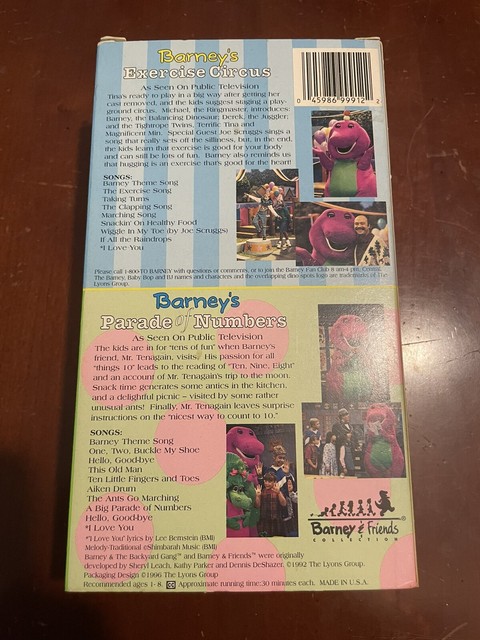 Barneys Exercise Circus/Parade of Numbers (VHS, 1996, 2-Tape Set) for ...