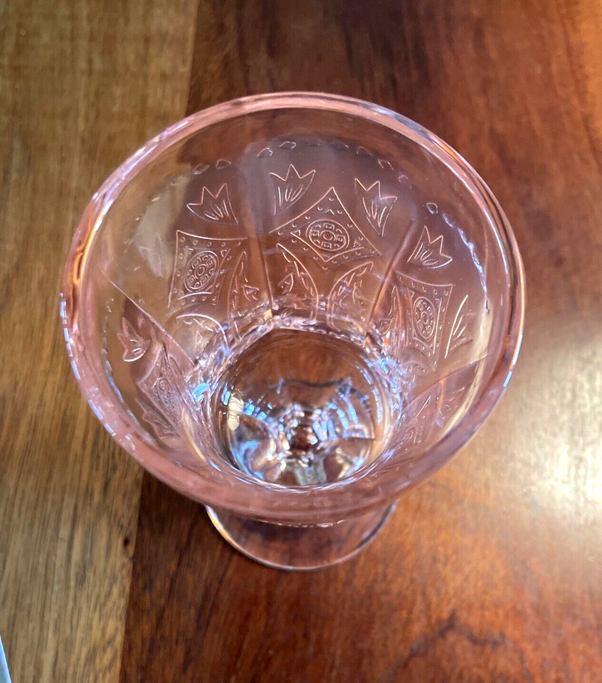 Pink Indiana Glass Federal Recollection Madrid Stem Goblet Glass Ebay