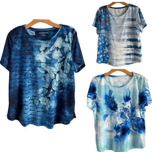 Allison Daley Three Tees Size PL Blue Short Sleeves Set Of 3 Women ...