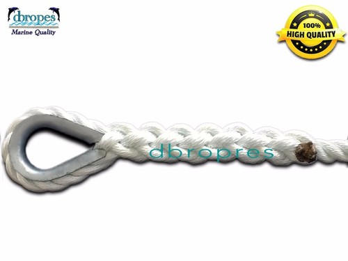 3 Strand Mooring Pendant PREMIUM Nylon Rope 5/8" X 12' w/Thimble&Red ...