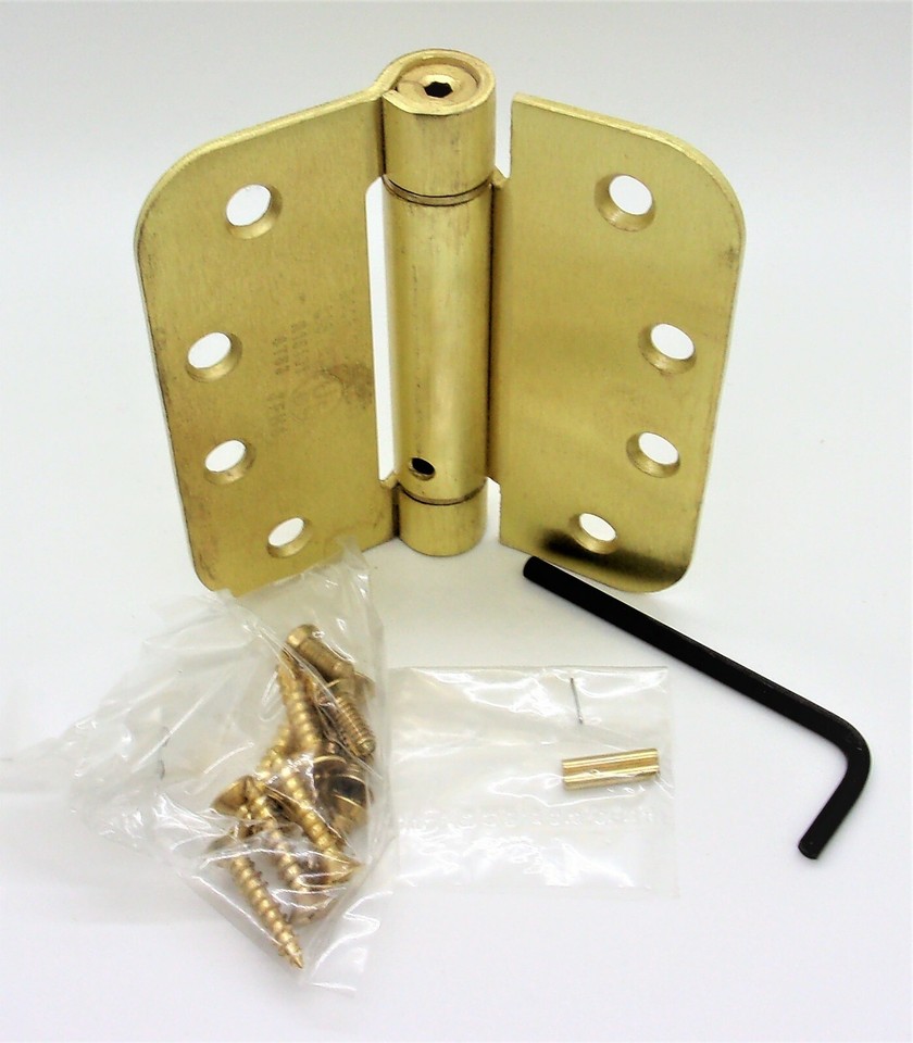 Satin Brass 5/8" Radius Adjustable Self Closing Spring Hinge (US4) | eBay