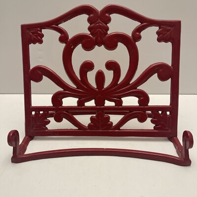 Decorative Red Cast Iron Cookbook Stand Book Photo Recipe Tablet Holder ...