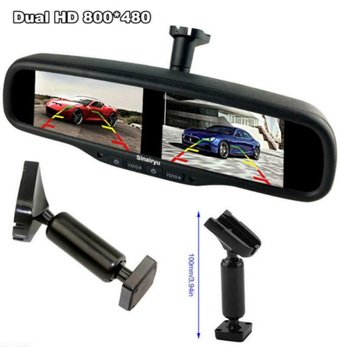 Universal 4.3'' Dual Screen Rear View Monitor Mirror 4CH HD TFT LCD ...