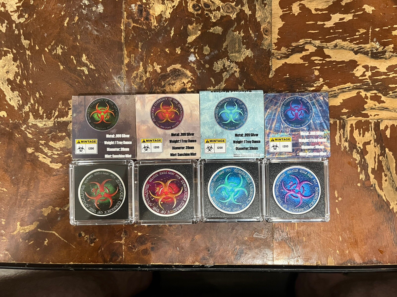 4 Colorized Zombucks World 1 oz Silver Rounds Limited Colorized Edition ...