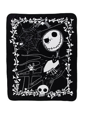 Disney The Nightmare Before Christmas THROW Blanket JACK Skull Bones ...