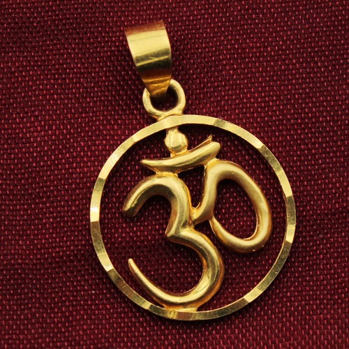 22K Solid Gold "Om" Symbol Pendant - Hindu Religious Charm for Necklace ...