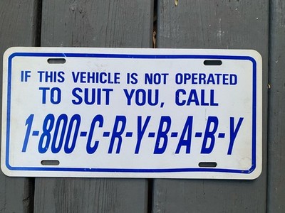 Vintage 1 800 CRY BABY Vanity License Tag Plate Plastic | eBay