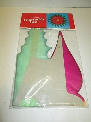 Vintage Christmas Poinsettia Fan Flower Tissue Paper Honeycomb Danish ...
