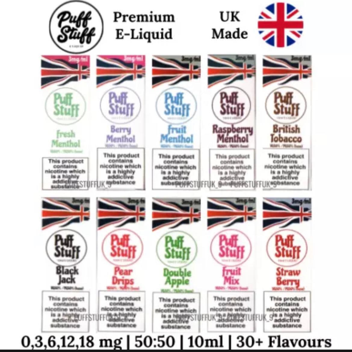 AUTHENTIC PUFF STUFF™ Premium E Liquid Cigarette Oil Vape Flavours 0/3 ...