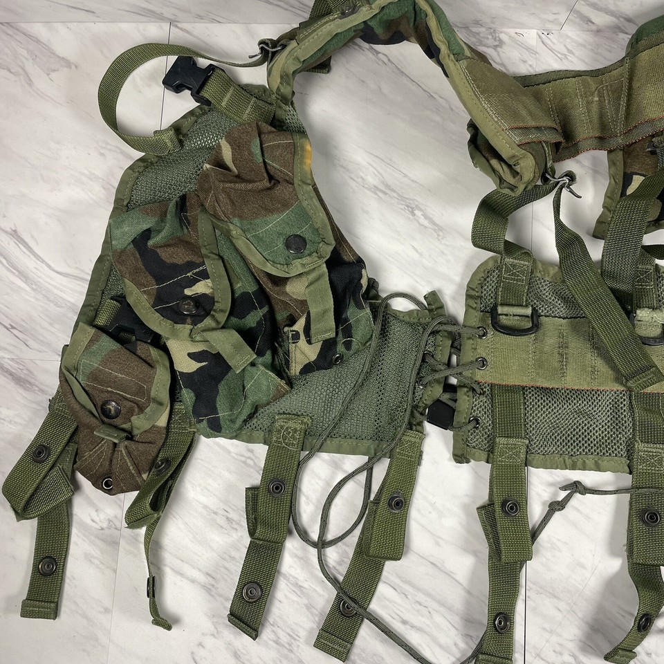 USGI Enhanced Tactical Load Bearing Vest Woodland Camo Army Ammo Pouch ...