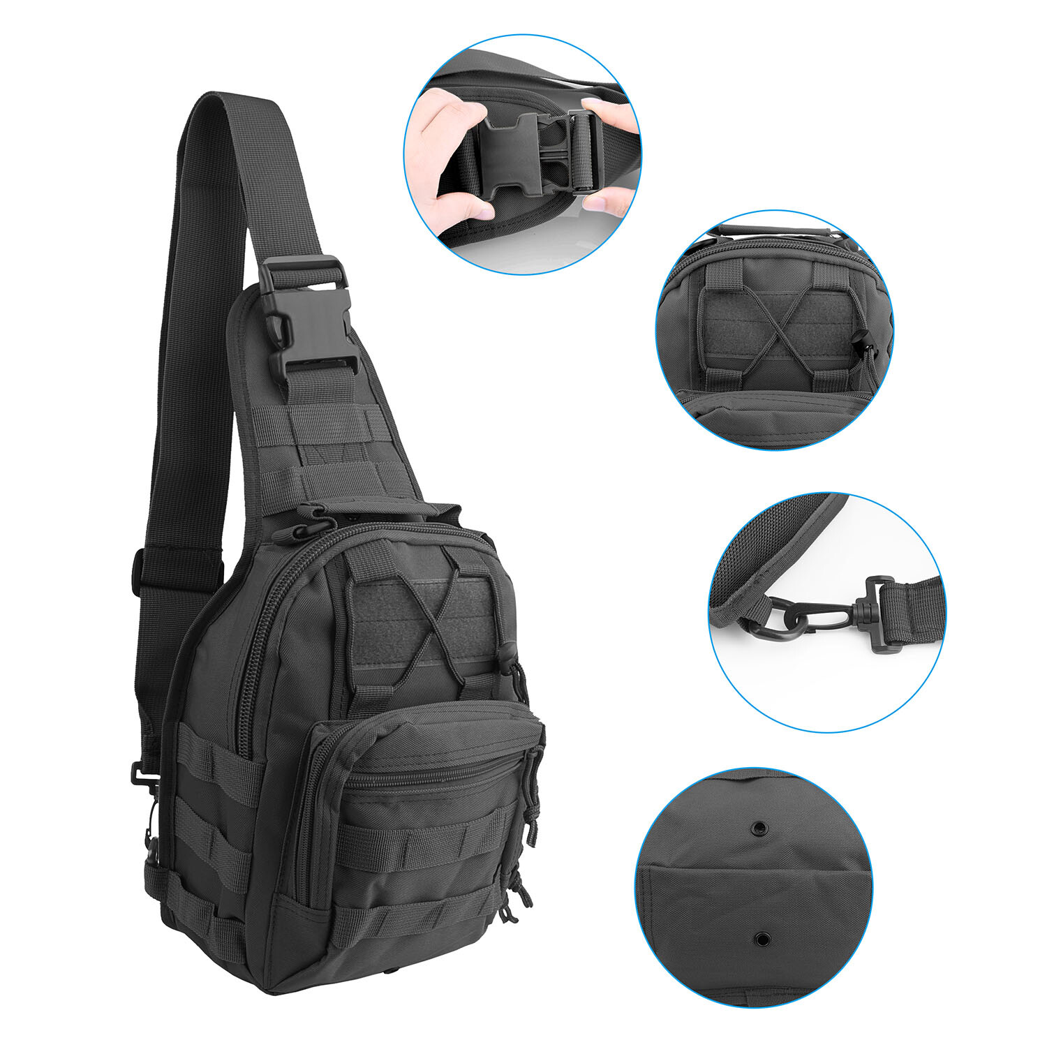 Tactical Military Sling Bag Backpack Rover Pack Adjustable Shoulder Straps