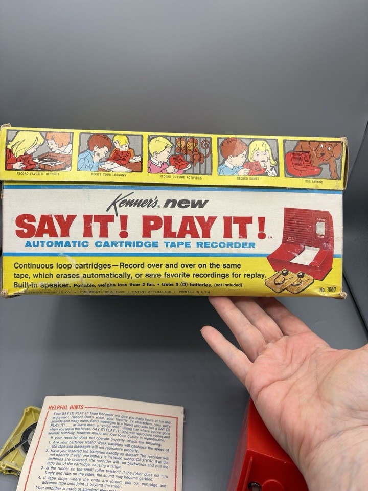 1968 Kenner SAY IT PLAY IT Automatic Cartridge Tape Recorder in Box w ...