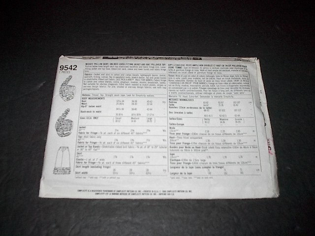 Simplicity 9542 Hillcraft Pull on Skirt Jacket Knit Pullover Top ...