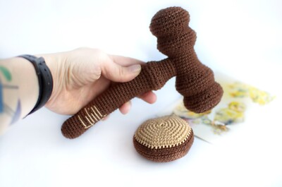 Crochet Gavel, Judge gavel toy, Baby judge costume, Judicial prop toy ...