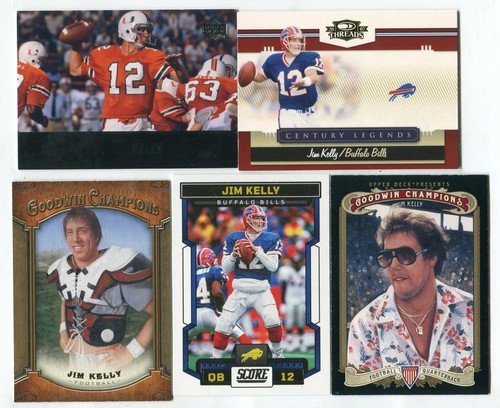 Jim Kelly 5 Football Card Lot HOF BUFFALO BILLS MIAMI HURRICANES (LOT ...