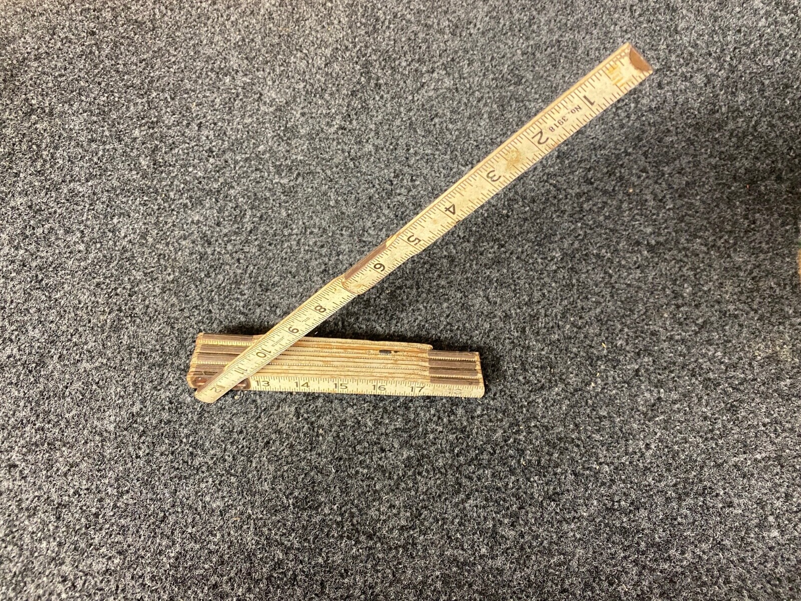 Antique Extension Wooden Brass Folding Ruler Rule Carpenter Tool USA ...