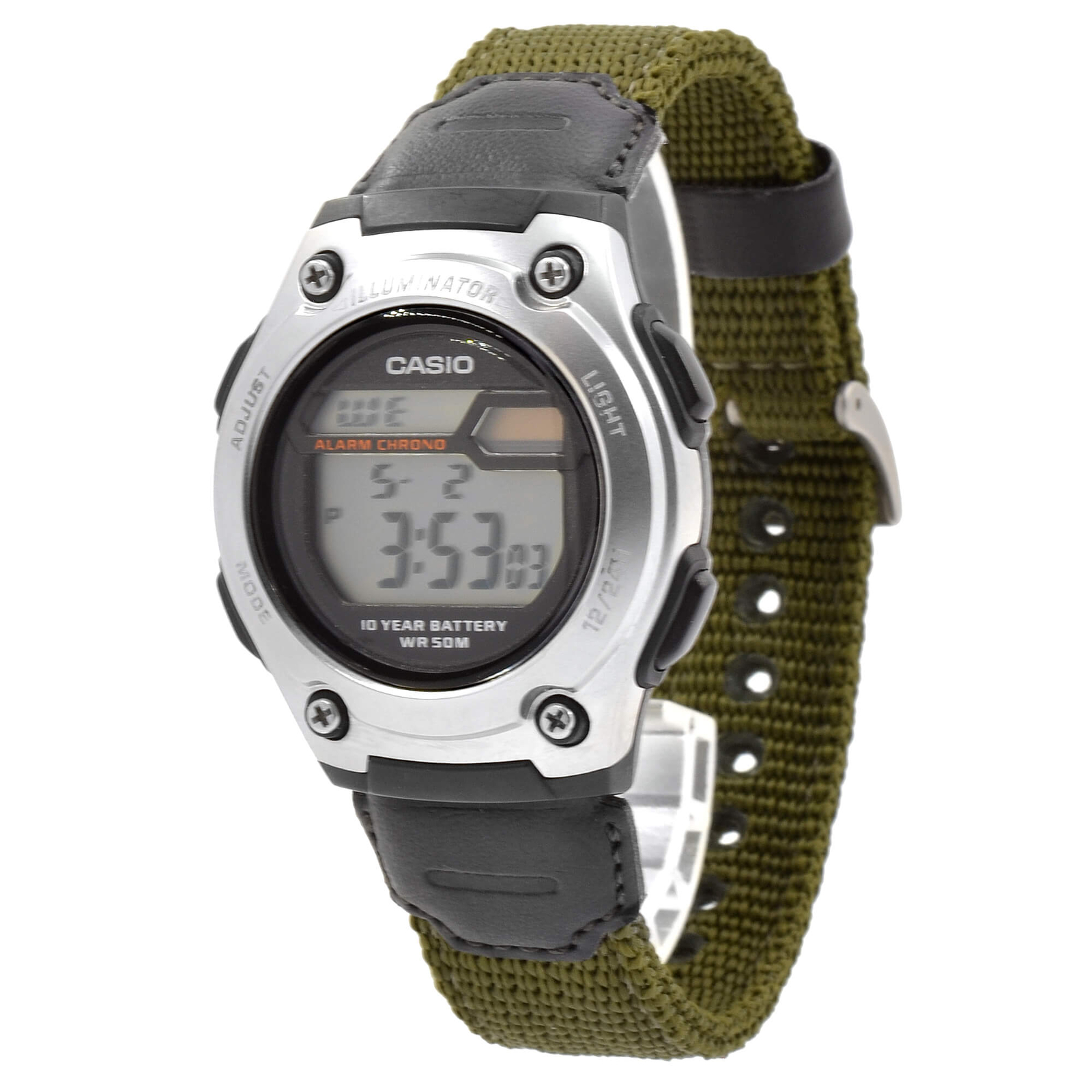 Casio W-211B-3A Grey Resin Case Green Band Vintage Watch | eBay
