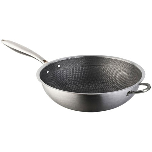 Honeycomb Grain Wok Double Handle Wok Stainless Steel Frying Pan ...