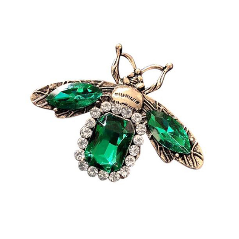 Vintage Bee Rhinestone Brooch Retro Crystal Insect Breast Pin Clothes ...