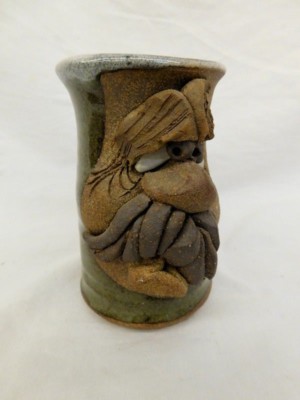 MAHON MADE STONEWARE POTTERY FACE MUG MOUSTACHE MAN GREEN VINTAGE | eBay