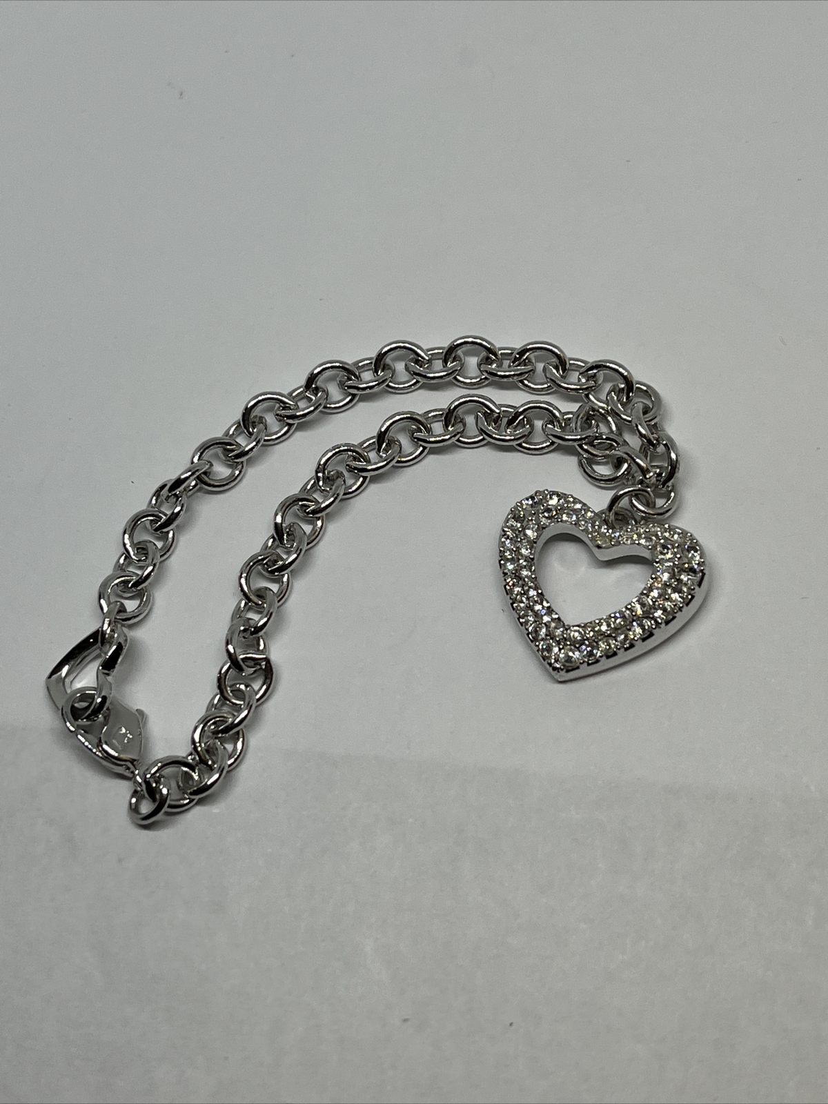 100% Auth SWAROVSKI Rhodium Sparkle Crystals Heart Br… - Gem