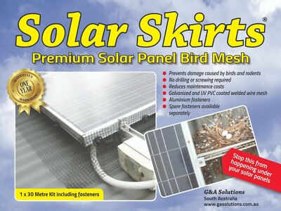 Solar Skirts - Premium Solar Panel Bird Mesh - 30 meter kit | eBay