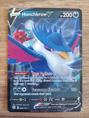 Pokemon Card TCG - Honchkrow V - 88/172 - Brilliant Stars - Full Art ...