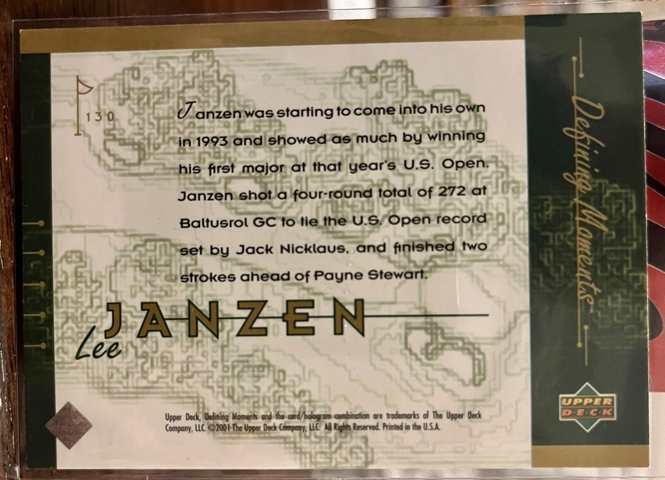 LEE JANZEN 2001 UPPER DECK GOLF #130 PGA TOUR DEFINING MOMENTS FLORIDA ...